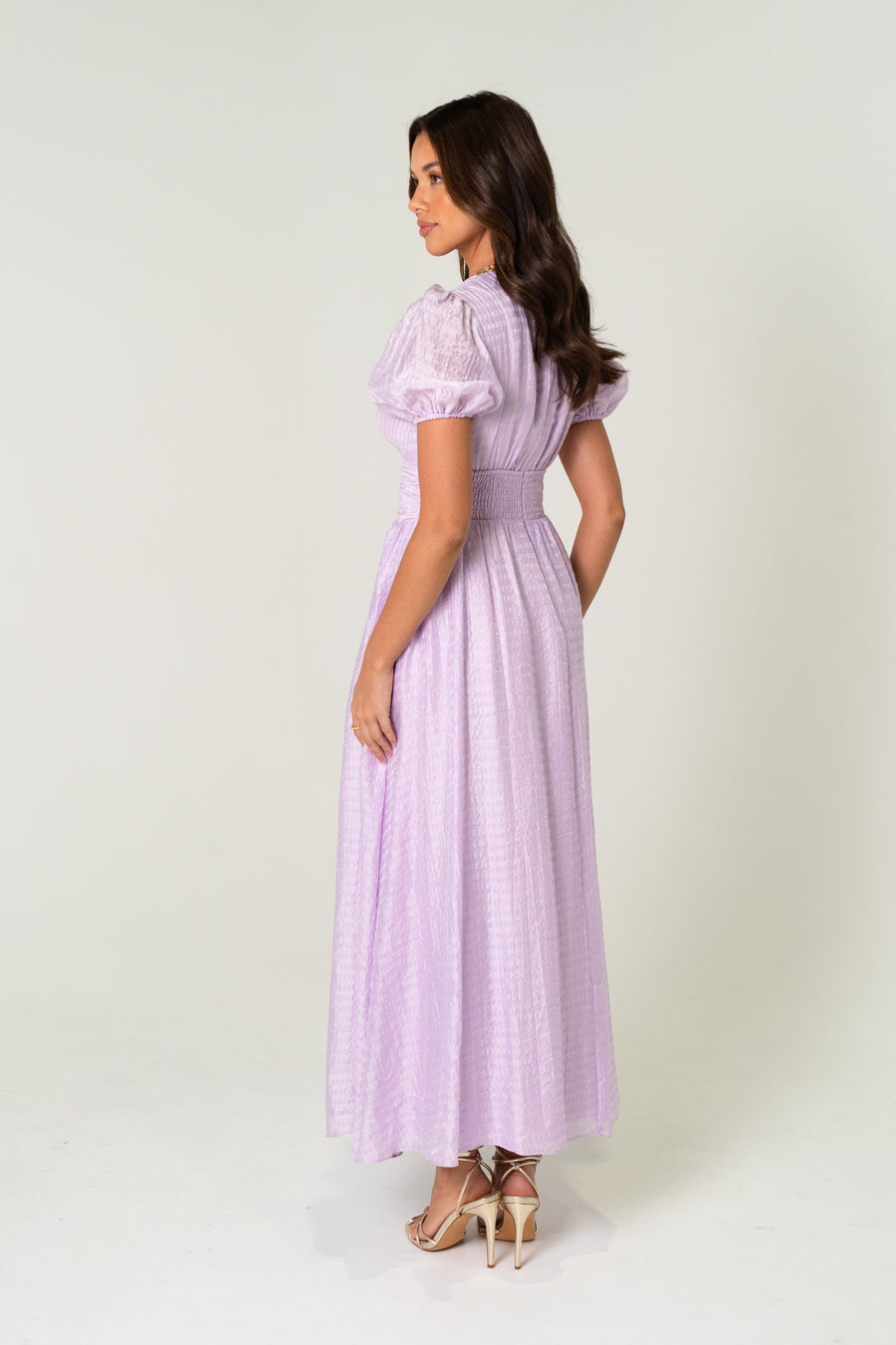 Alissa Puff Sleeve Button Down Midi Dress – All About May